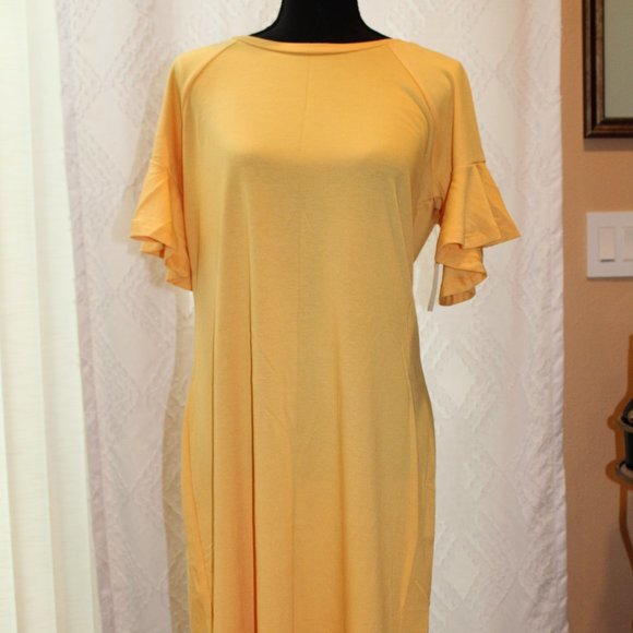 a.n.a | Dresses | Nwt Ana Dress Jurrasic Gold With Fluted Arms | Poshmark